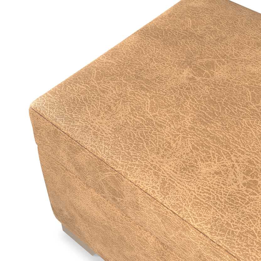 Oakley Faux Leather Storage Footstool | Tan Charcoal Mink | Roseland