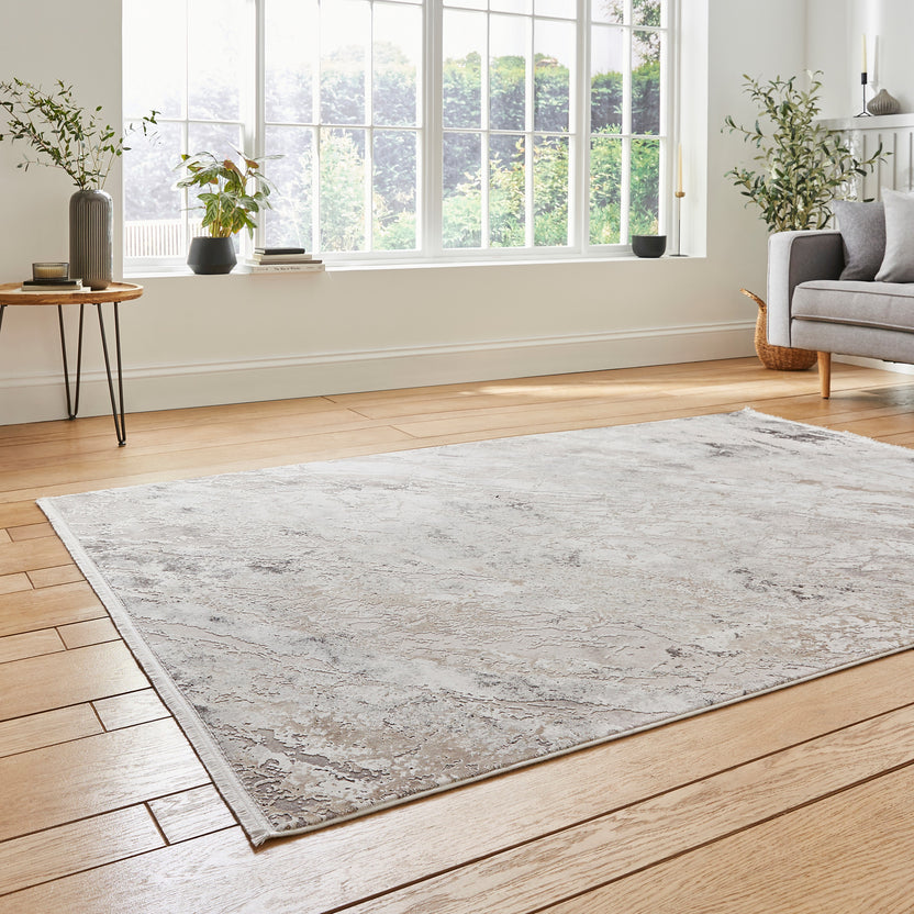 Bella Beige Distressed Rectangular Rug for Living Room or Bedroom ...