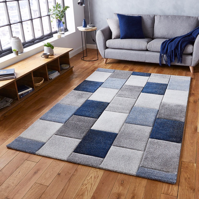 Brockton Cube Patterned Rectangular Rug for Living Room or Bedroom ...
