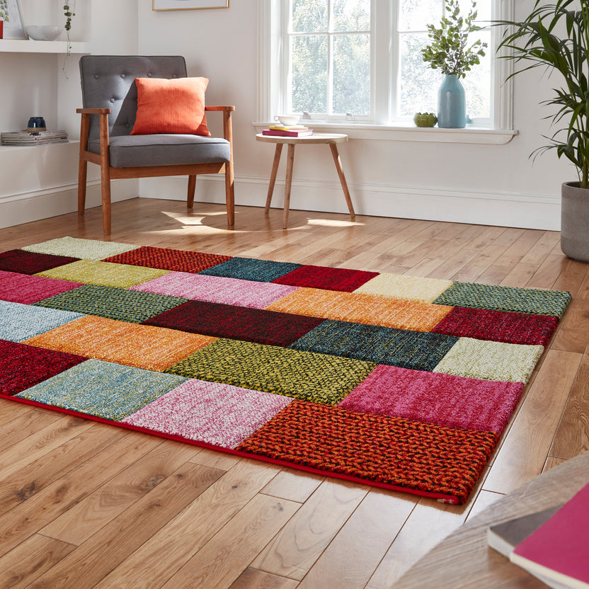 Brockton Cube Patterned Rectangular Rug for Living Room or Bedroom ...