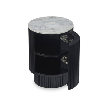 Milo Mango & Marble Fluted Side Table with Storage | Roseland