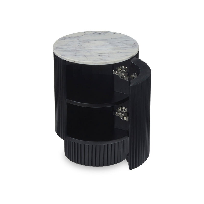 Milo Mango & Marble Fluted Side Table with Storage | Roseland