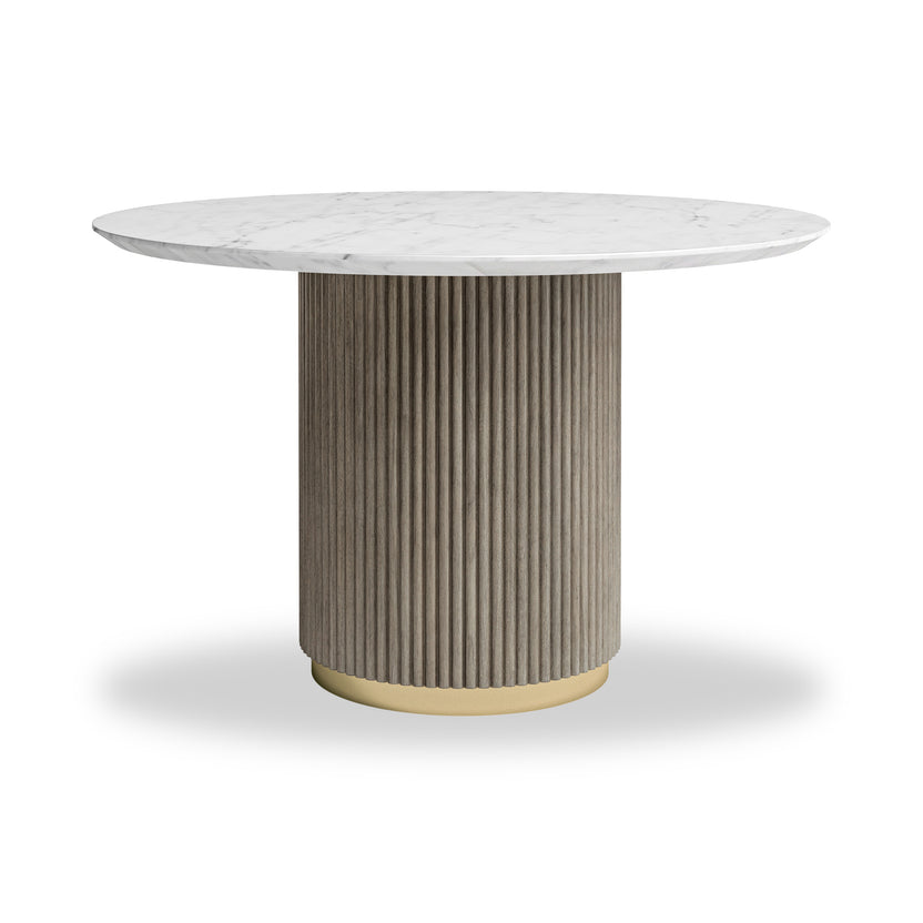 Amelie Grey 120cm Fluted Marble Round Dining Table for 4 | Roseland