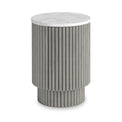 Amelie Grey Fluted Marble & Mango Side Table with Storage | Roseland