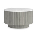 Amelie Grey Round Fluted Mango & Marble 80cm Coffee Table | Roseland