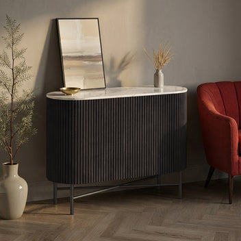 Milo Mango & Marble Fluted 2 Door Small Sideboard Cabinet | Roseland