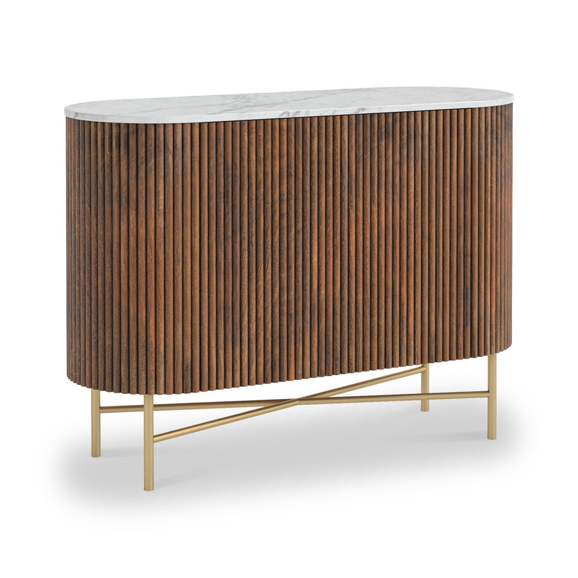 Milo Mango & Marble Fluted 2 Door Small Sideboard Cabinet | Roseland