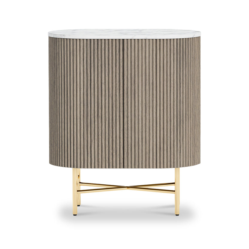 Amelie Grey Fluted Mango & Marble Mini Sideboard Cabinet | Roseland