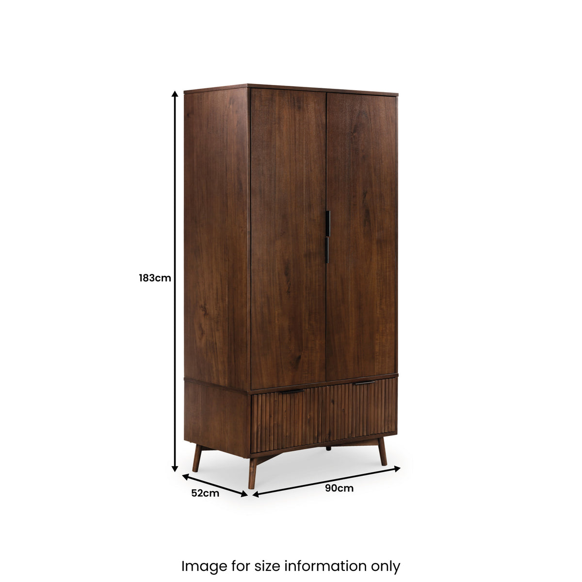 Oskar Walnut Stain Double Wardrobe with Drawer | Roseland