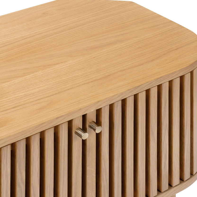 Shorwell Oak Contemporary Small Slatted Corner TV Unit Stand | Roseland