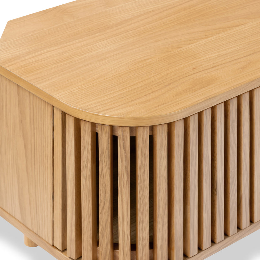Shorwell Oak Contemporary Small Slatted Corner TV Unit Stand | Roseland