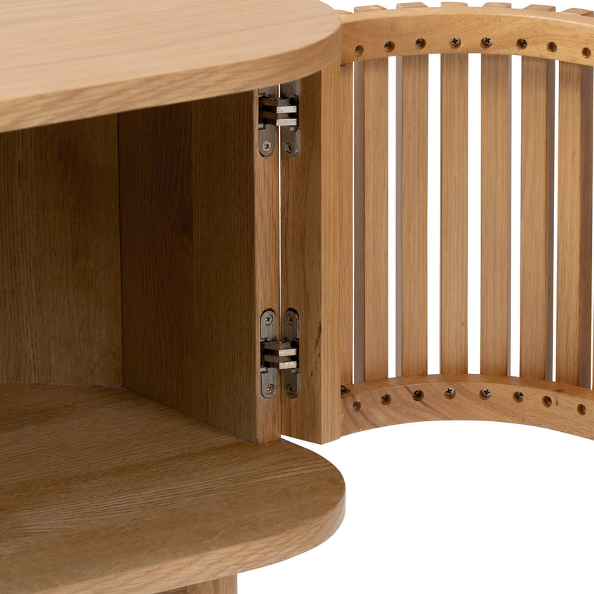 Shorwell Oak Contemporary Small Slatted Corner TV Unit Stand | Roseland