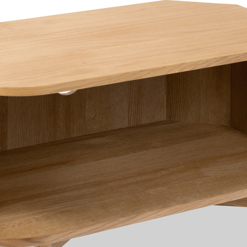 Shorwell Oak Contemporary Small Slatted Corner TV Unit Stand | Roseland
