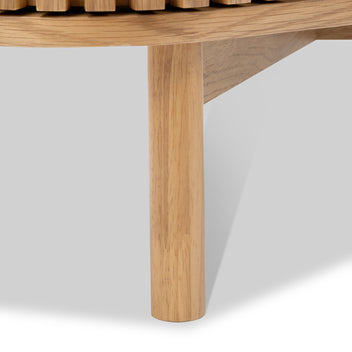 Shorwell Oak Contemporary Small Slatted Corner TV Unit Stand | Roseland