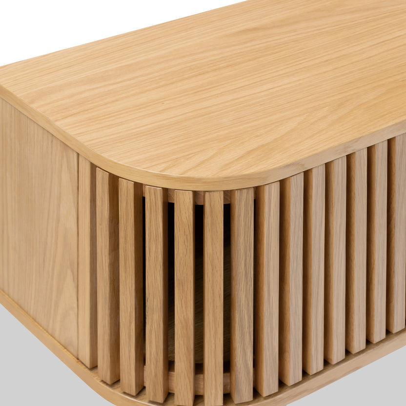 Shorwell Oak Contemporary Slatted 130cm TV Cabinet Unit | Roseland