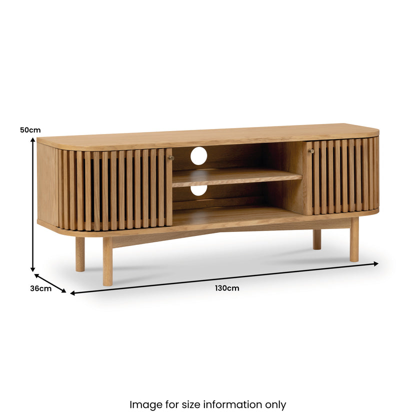 Shorwell Oak Contemporary Slatted 130cm TV Cabinet Unit | Roseland