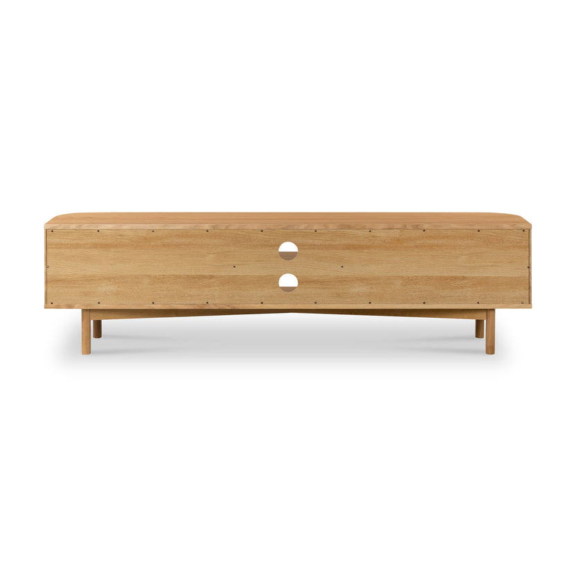 Shorwell Oak Contemporary 180cm Slatted TV Unit Cabinet | Roseland