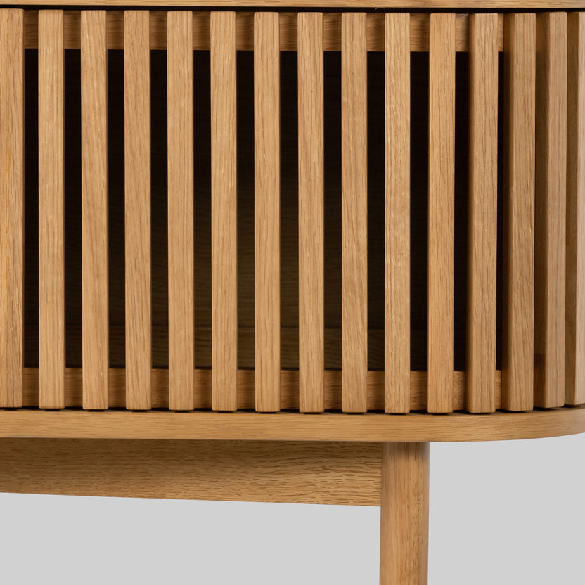 Shorwell Oak Contemporary 180cm Slatted TV Unit Cabinet | Roseland