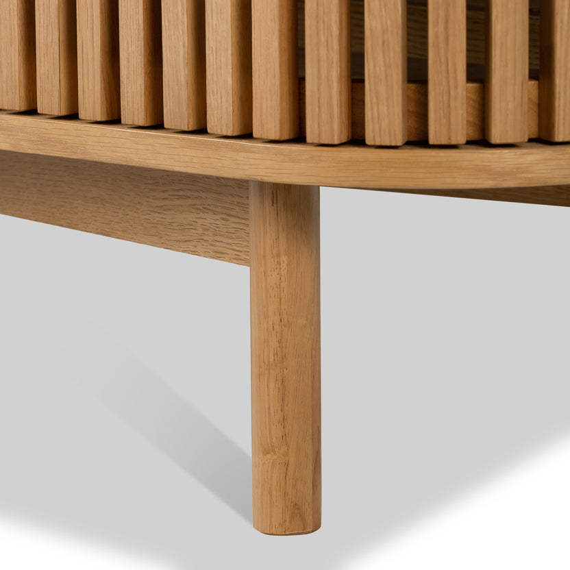 Shorwell Oak Contemporary 180cm Slatted TV Unit Cabinet | Roseland