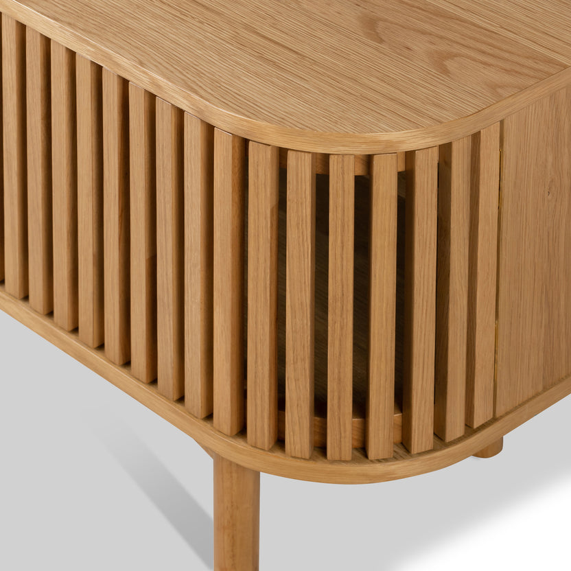 Shorwell Oak Contemporary 180cm Slatted TV Unit Cabinet | Roseland