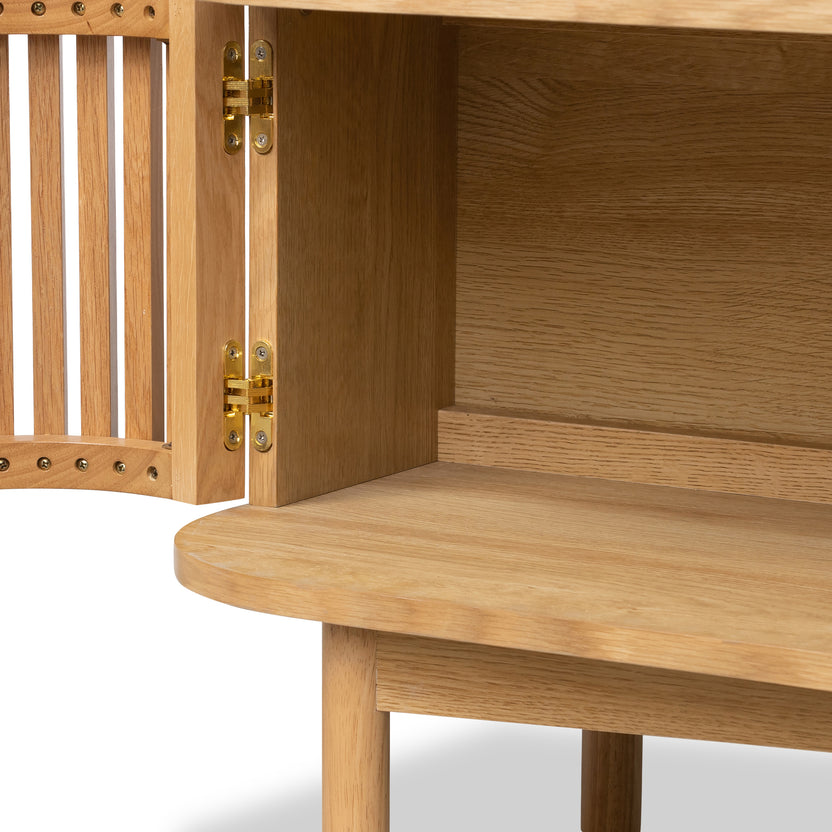 Shorwell Oak Contemporary 180cm Slatted TV Unit Cabinet | Roseland