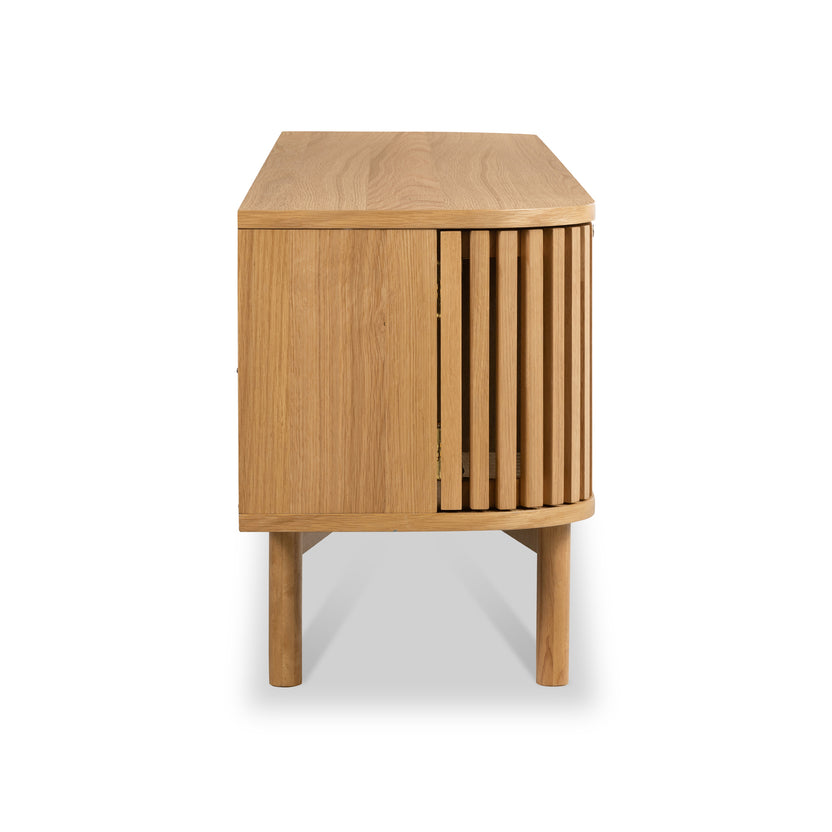 Shorwell Oak Contemporary 180cm Slatted TV Unit Cabinet | Roseland