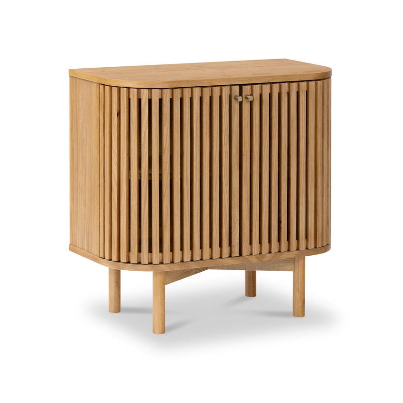 Shorwell Oak Contemporary 2 Door Slatted Storage Cupboard | Roseland