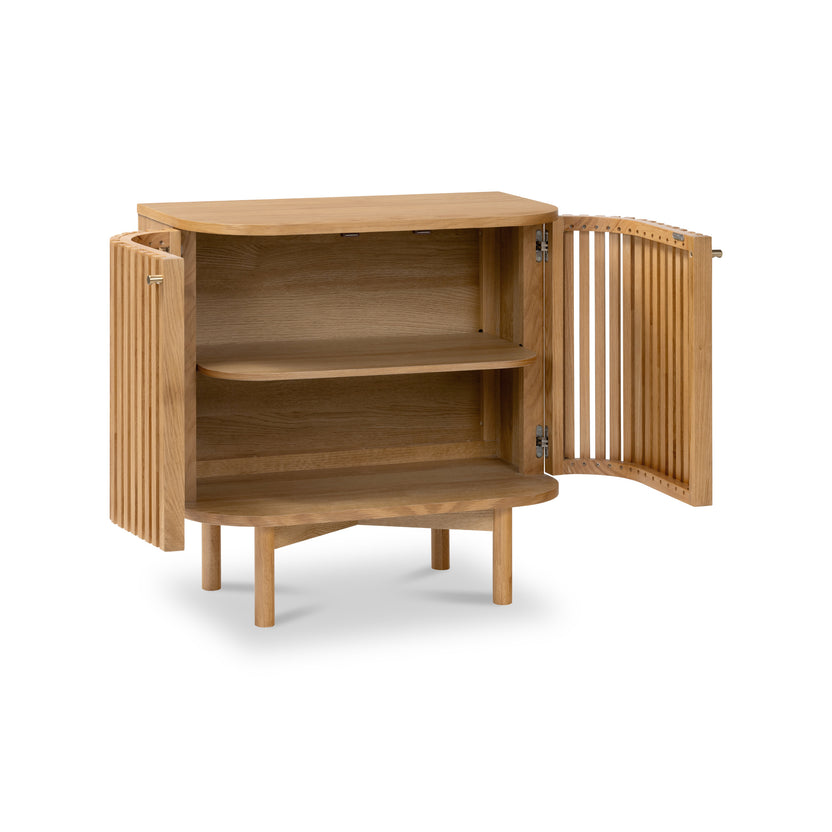 Shorwell Oak Contemporary 2 Door Slatted Storage Cupboard | Roseland