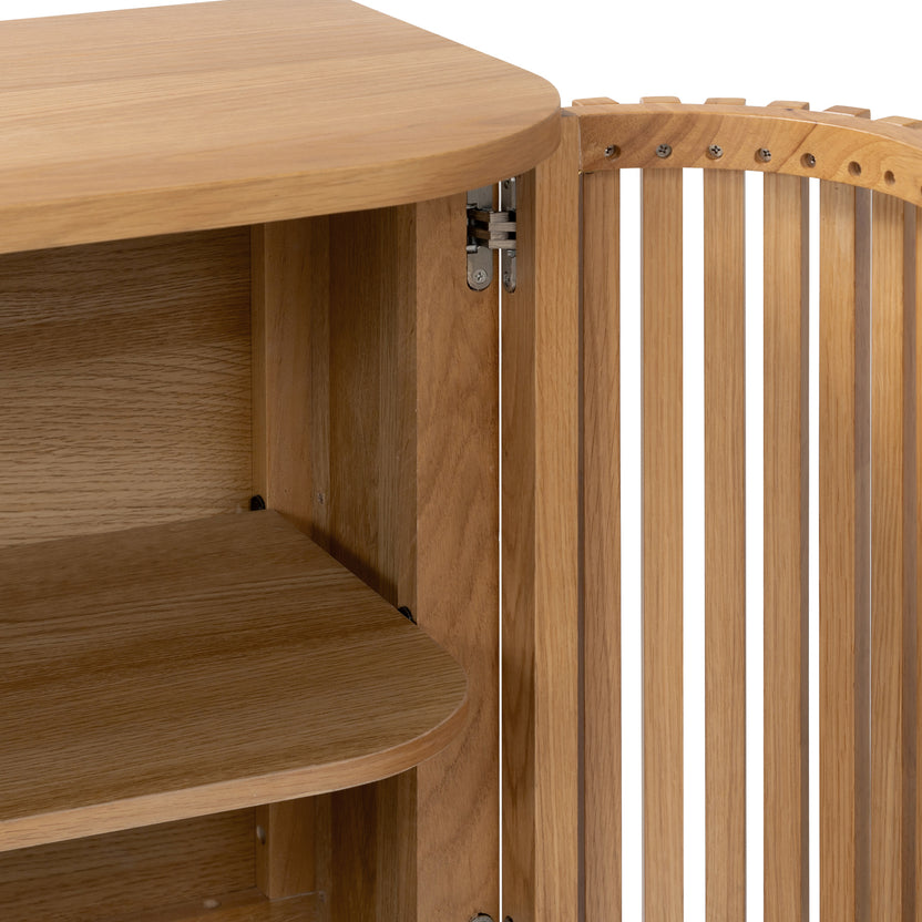Shorwell Oak Contemporary 2 Door Slatted Storage Cupboard | Roseland
