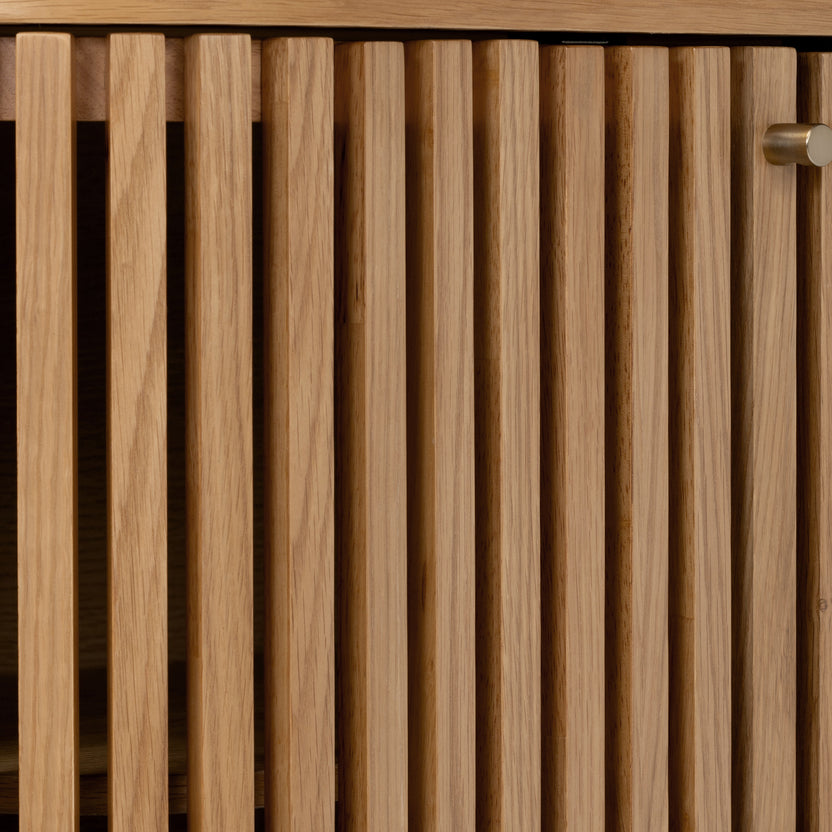 Shorwell Oak Contemporary 2 Door Slatted Storage Cupboard | Roseland