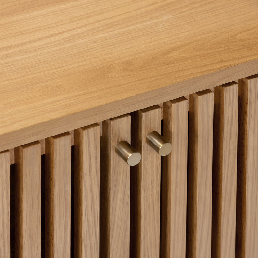 Shorwell Oak Contemporary 2 Door Slatted Storage Cupboard | Roseland ...