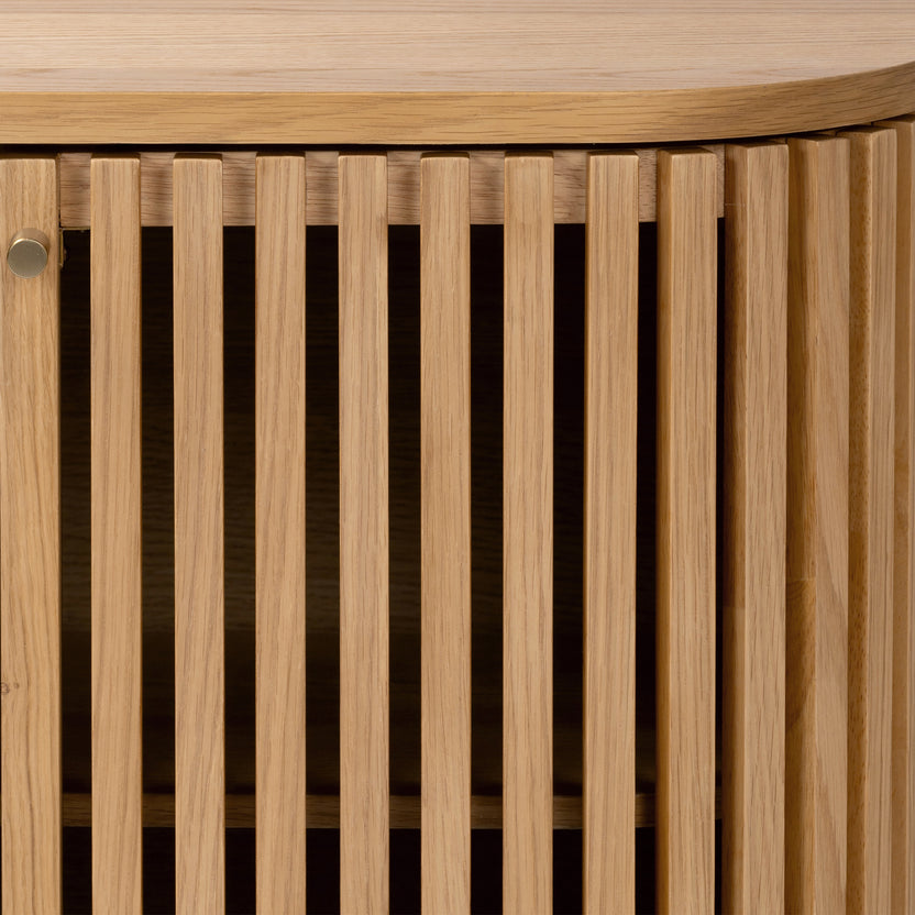 Shorwell Oak Contemporary 2 Door Slatted Storage Cupboard | Roseland