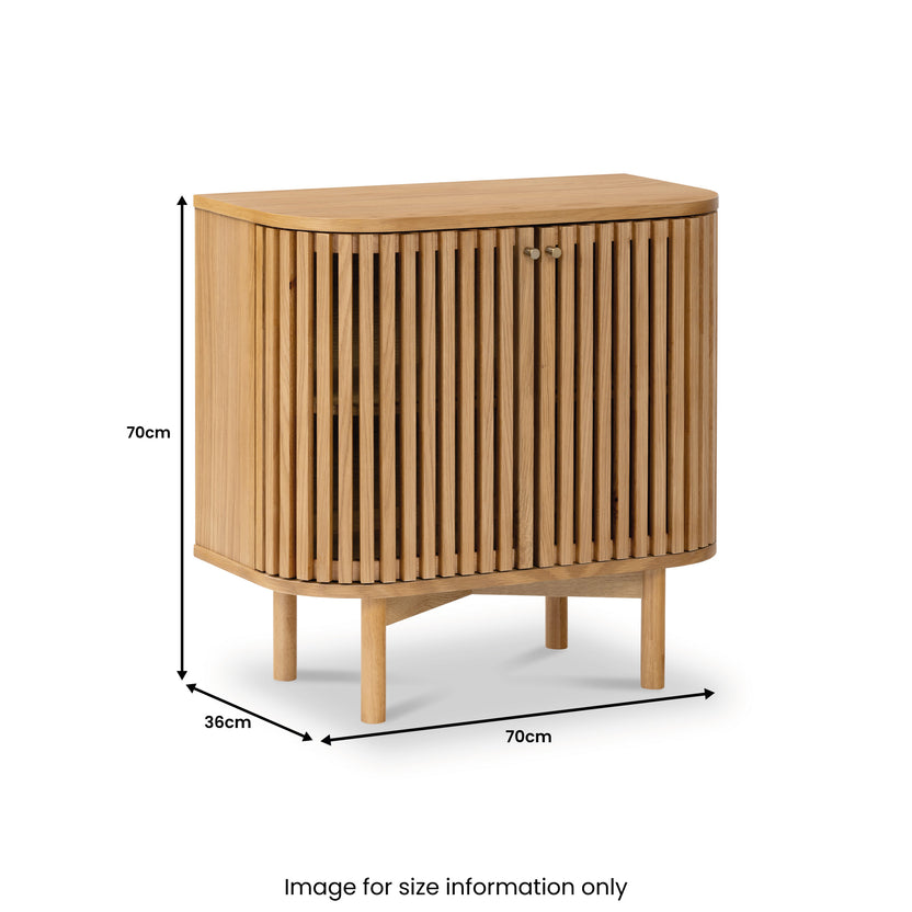 Shorwell Oak Contemporary 2 Door Slatted Storage Cupboard | Roseland