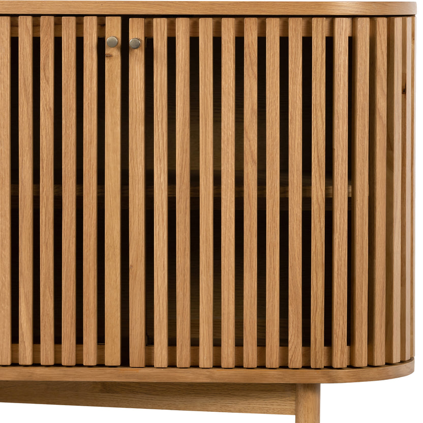 Shorwell Oak Slatted Large 4 Door Sideboard Cabinet | Roseland