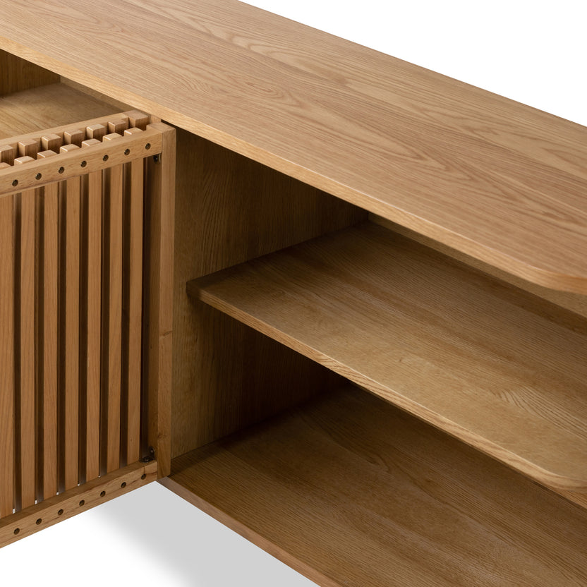 Shorwell Oak Slatted Large 4 Door Sideboard Cabinet | Roseland