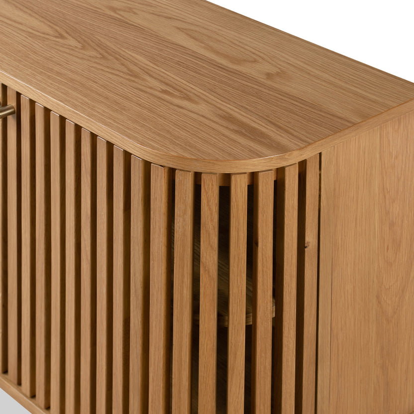 Shorwell Oak Slatted Large 4 Door Sideboard Cabinet | Roseland