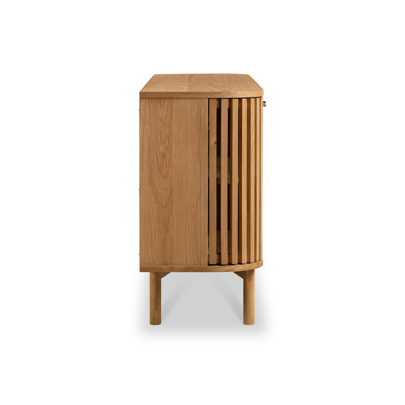 Shorwell Oak Slatted Large 4 Door Sideboard Cabinet | Roseland