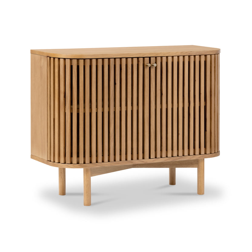Shorwell Oak Slatted Small 2 Door Sideboard Cabinet | Roseland