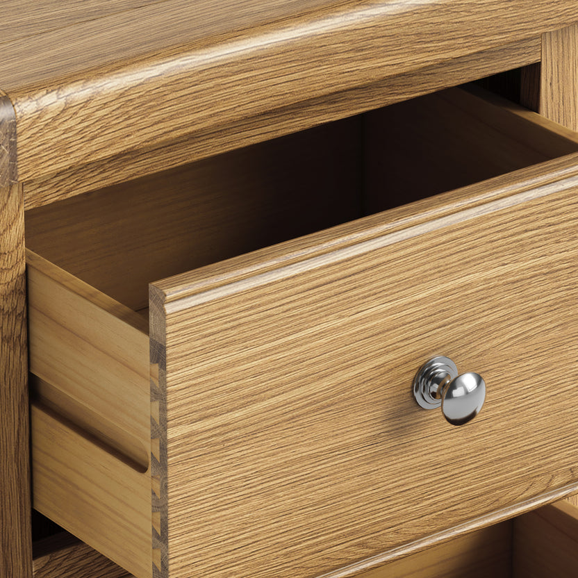 Portland Oak Rustic 2 Drawer Bedside Table for Bedroom | Roseland