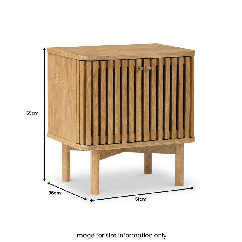 Shorwell Oak Slatted 2 Door Bedside Table | Bedroom Nightstand Cabinet
