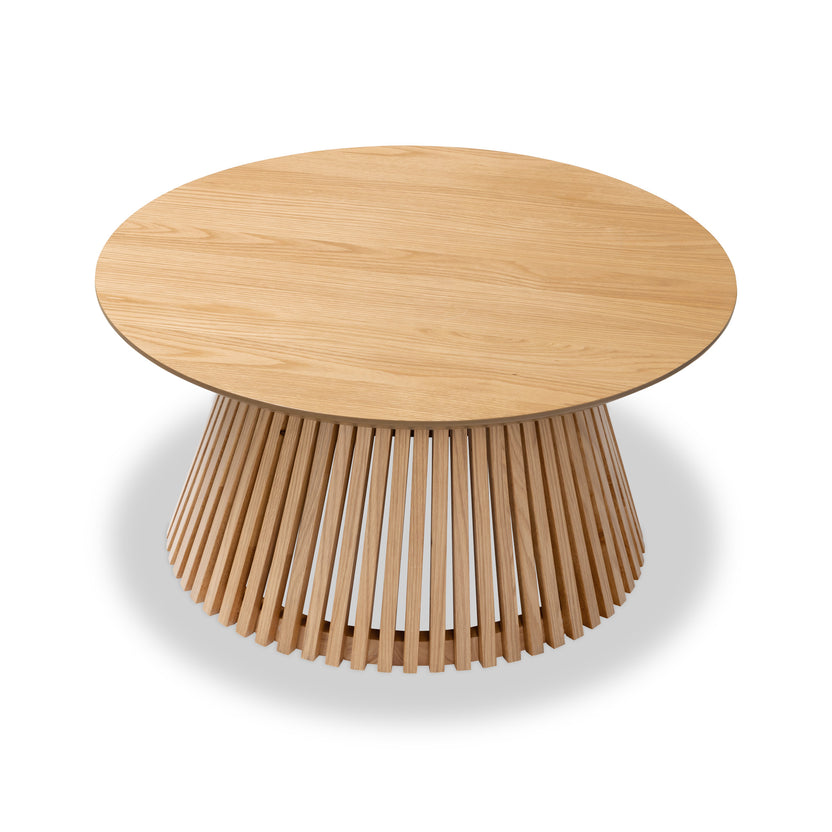 Shorwell Oak Contemporary Slatted Round Coffee Table | Roseland