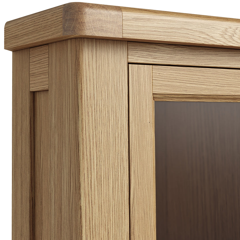 Portland Oak 2 Door Slim Corner Display Unit with 5 Shelves | Roseland