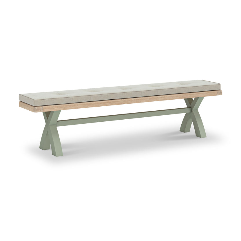 Penzance Sage Green Cross Leg Bench | Beige Grey Charcoal | Roseland