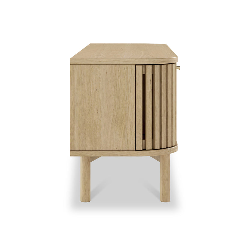 Finch Oak Slatted 130cm Wide TV Unit for Living Room | Roseland
