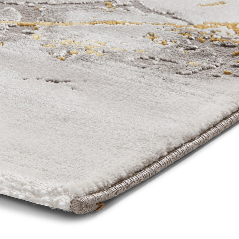 Fenway Marble Effect Rectangular Rug for Living Room or Bedroom | Gold ...