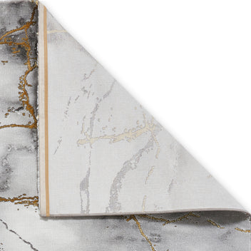 Fenway Marble Effect Rectangular Rug for Living Room or Bedroom | Gold ...