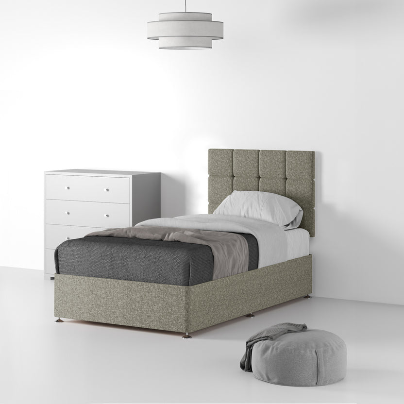Farrow Cube Linen Divan Bed and Headboard | Single to Super King