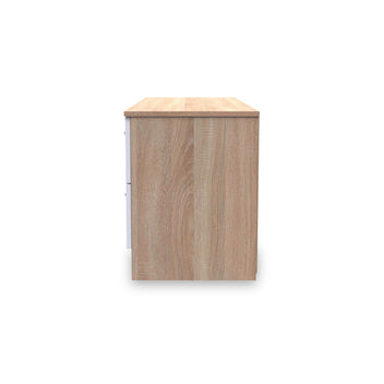 Blakely Glossy White & Light Oak 4 Drawer Low Storage Unit | Roseland