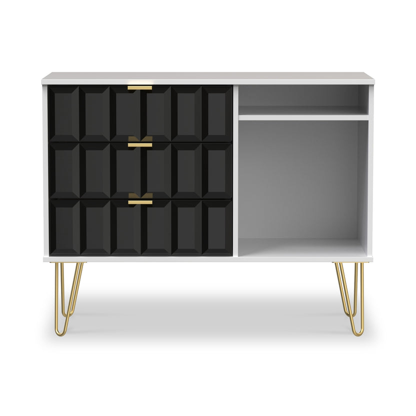 Harlow Chic 3 Drawer TV Unit Stand with Gold Hairpin Legs | Roseland