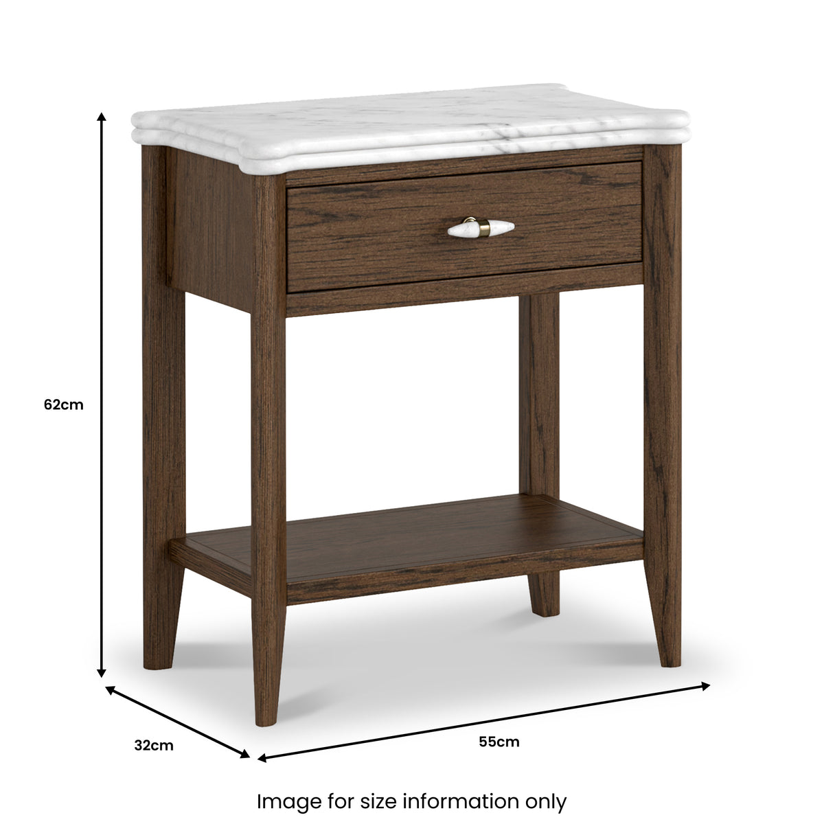 Hawthorne Dark Oak & Real Marble Side Table for Living Room | Roseland